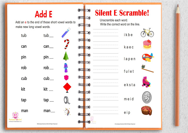 Silent E Worksheets English Worksheets For Beginners Montessoriseries